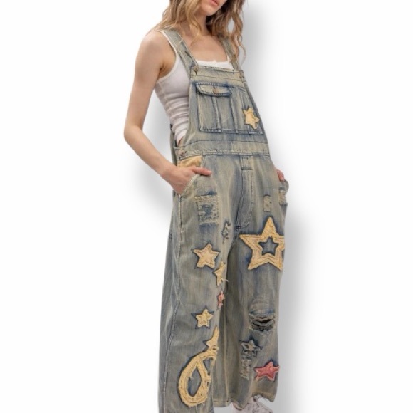 Blue Velvet | Pants & Jumpsuits | Nwt Blue Velvet Patchwork Star Denim ...